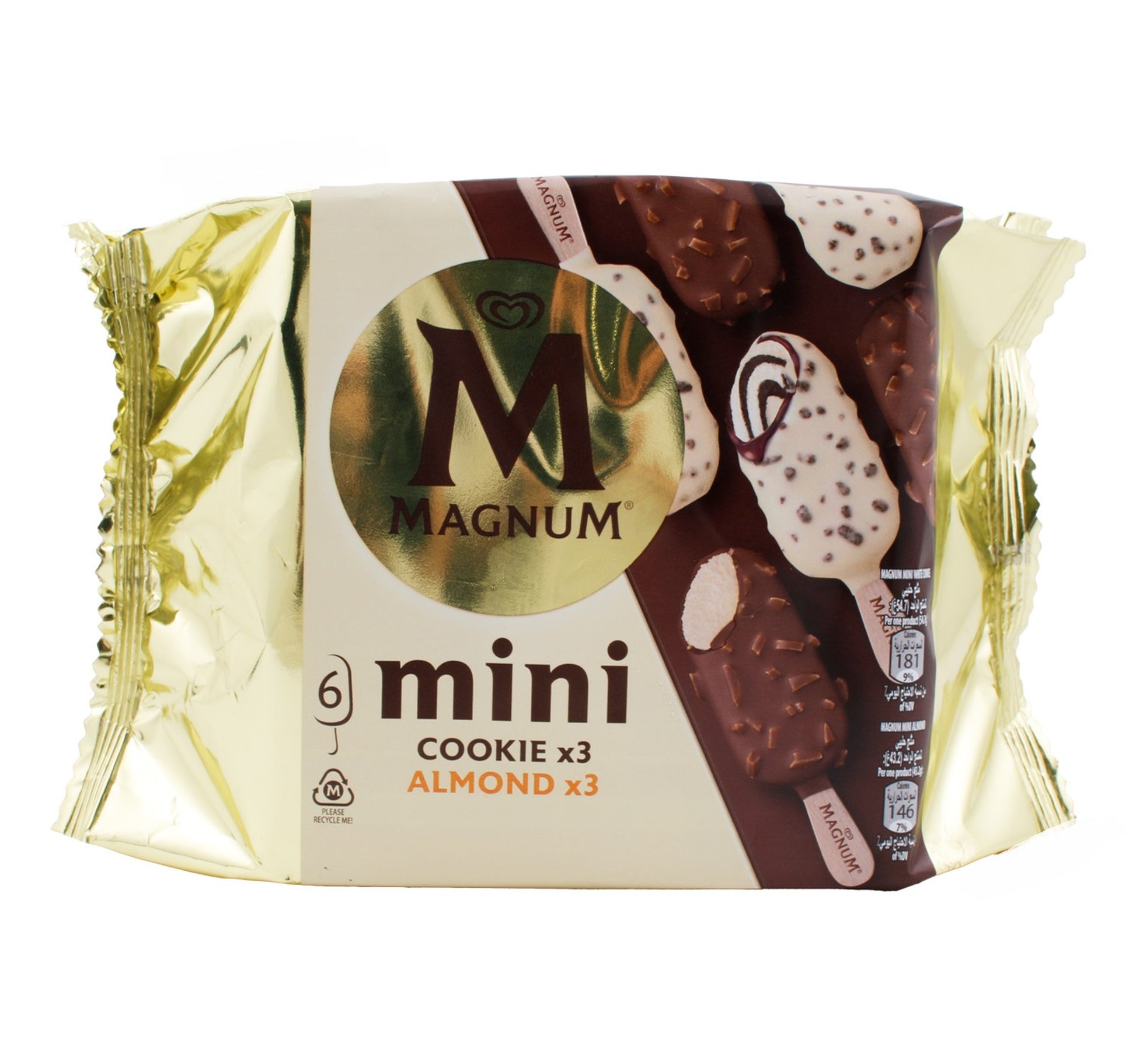 Magnum Cookies & Almond Mini Ice Cream 6 Sticks Value Pack 345 ml – Shefs