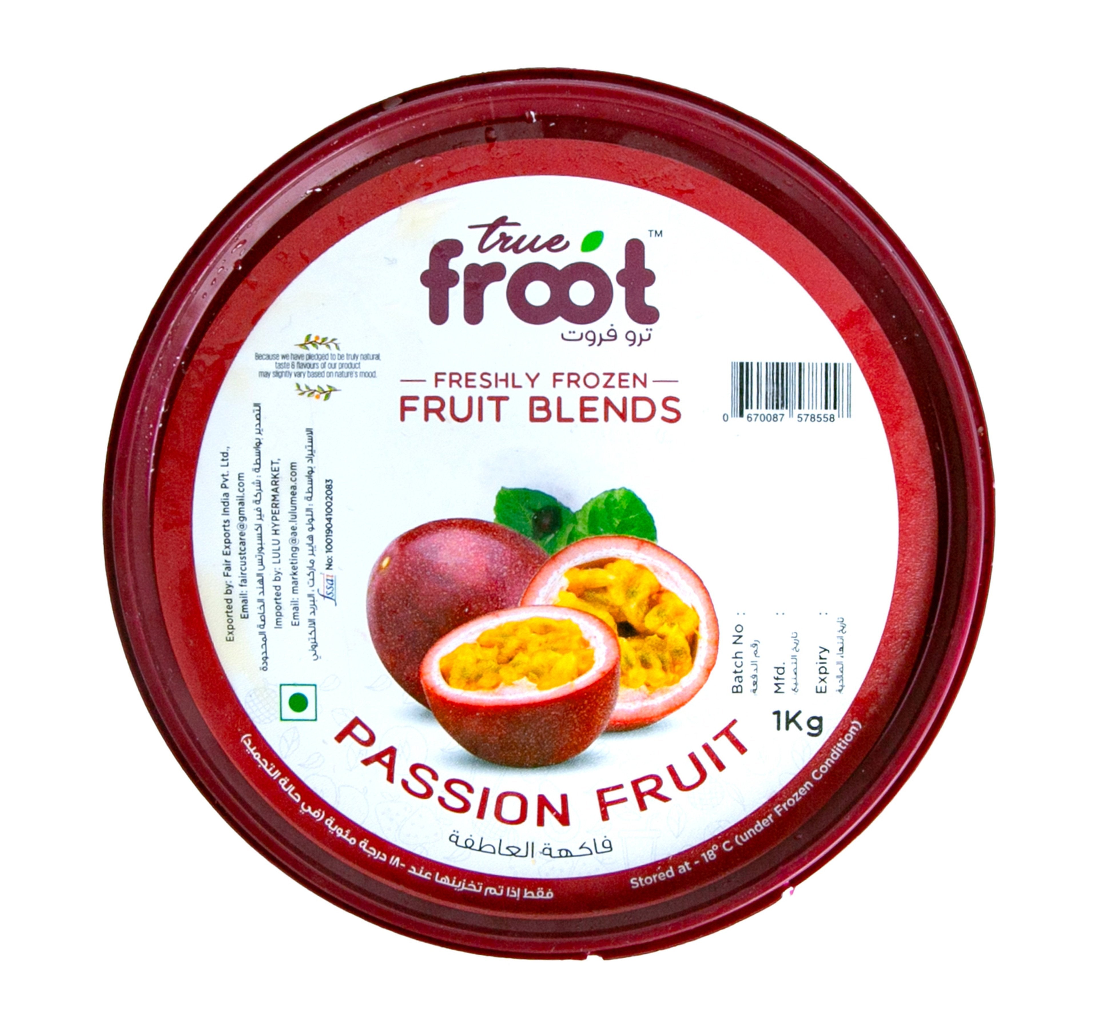 True Froot Freshly Frozen Fruit Blends Passion Fruit 1 kg – Shefs
